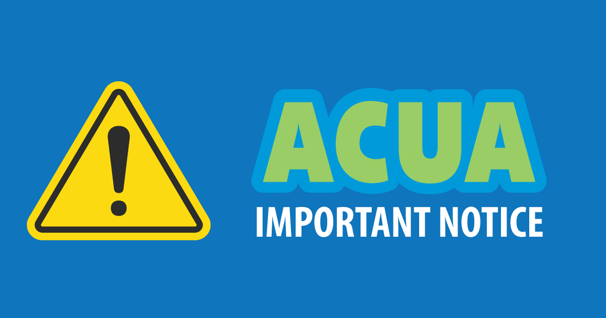 ACUA - HHW and Operations Notice for Saturday, September 10, 2022